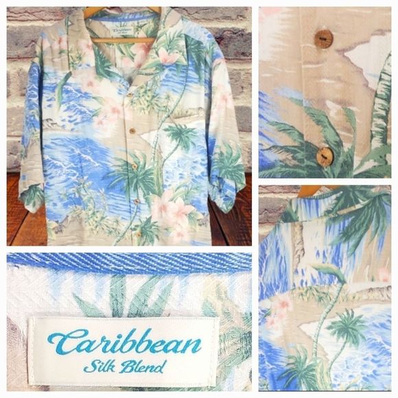 Caribbean | Shirts | Caribbean Silk Blend Casual Button Up | Poshmark